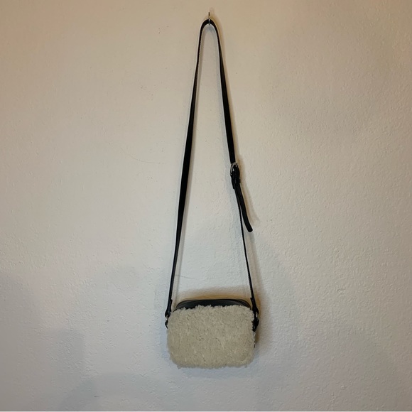 Sandro | Bags | Sandro Aida Black Leather Faux Shearling Mini Crossbody ...